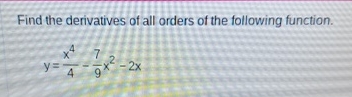 Solved Find the derivatives of all orders of the following | Chegg.com