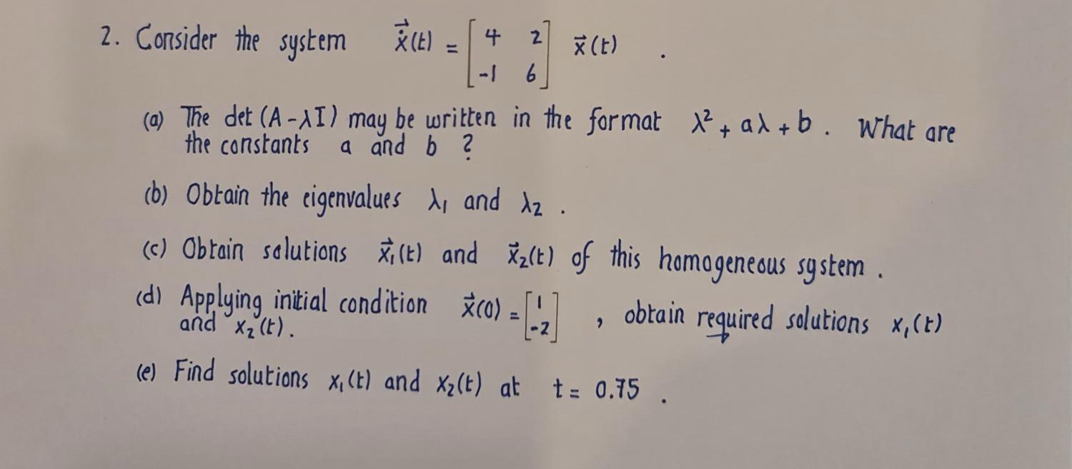 Solved Consider the system vec(x˙)(t)=[42-16],vec(x)(t).(a) | Chegg.com