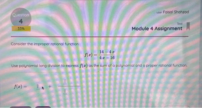 Solved Consider the improper rational function \\[ | Chegg.com