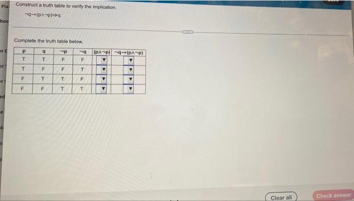 Solved Pla Construct a truth table to verify the implication | Chegg.com
