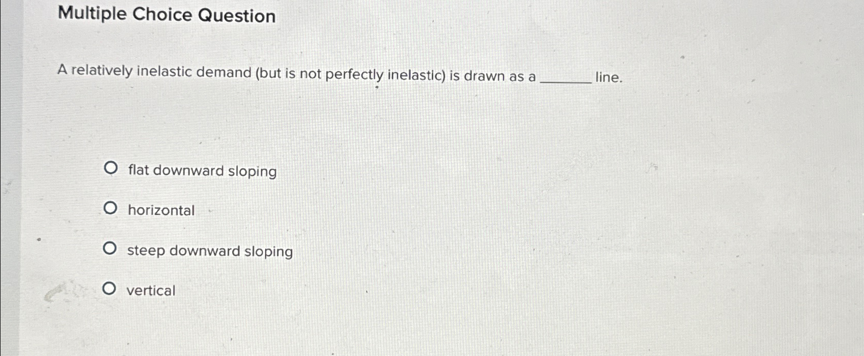 Solved Multiple Choice QuestionA relatively inelastic demand | Chegg.com