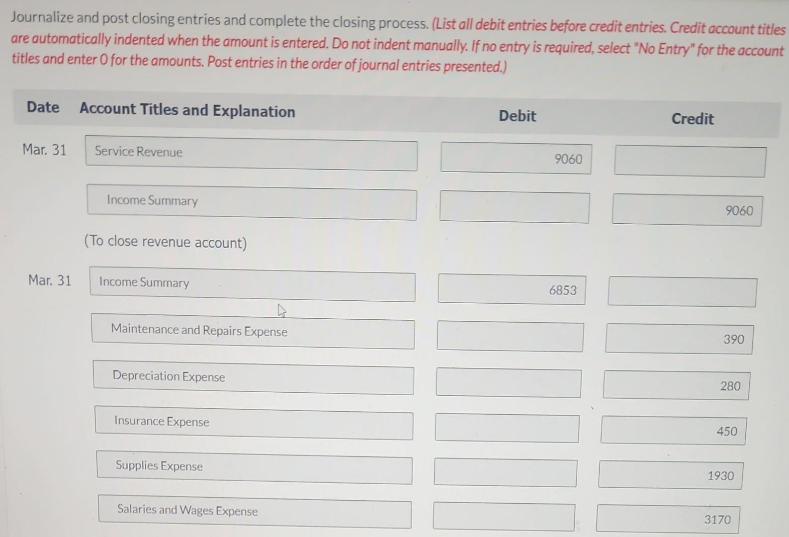 Solved Journalize and post closing entries and complete the | Chegg.com