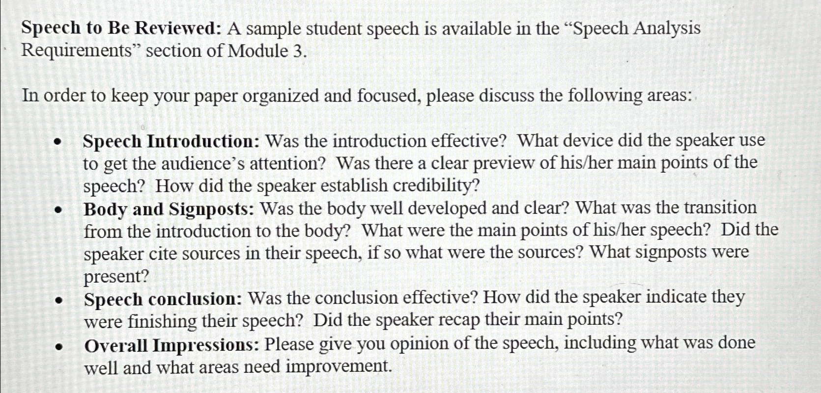 Solved Speech to Be Reviewed: A sample student speech is | Chegg.com