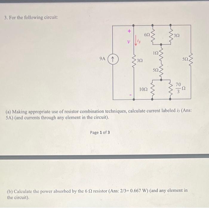 Solved 3. For the following circuit: (a) Making appropriate | Chegg.com