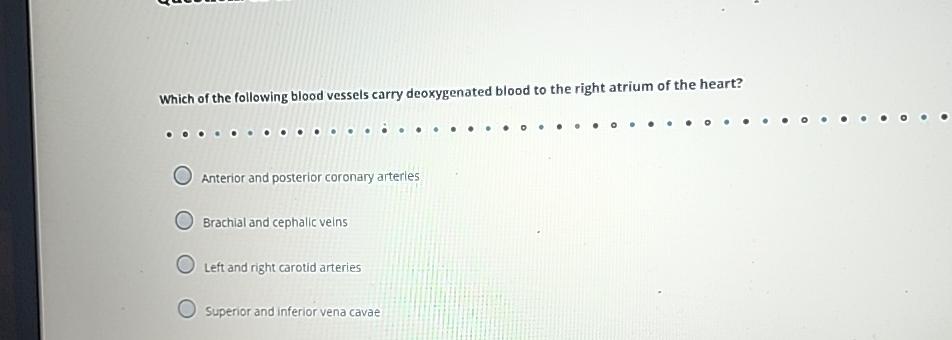 Solved Which of the following blood vessels carry | Chegg.com