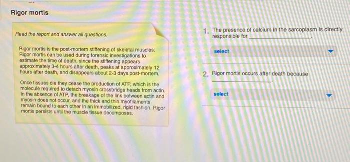 Solved Rigor mortis Read the report and answer all questions | Chegg.com