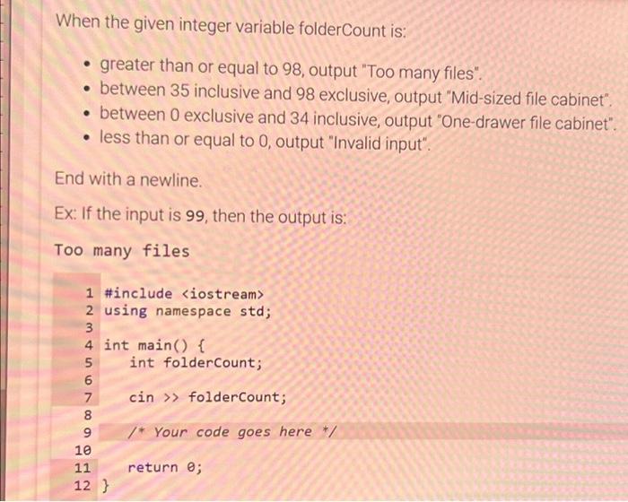 Solved When The Given Integer Variable Foldercount Is • 7617