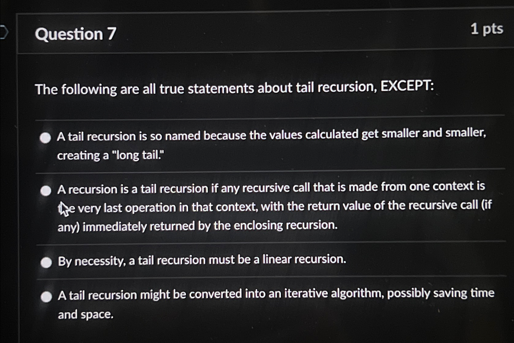 Solved Question 71ptsThe following are all true statements | Chegg.com