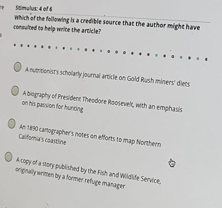Solved Stimulus: 4 ﻿of 6Which of the following is a credible | Chegg.com