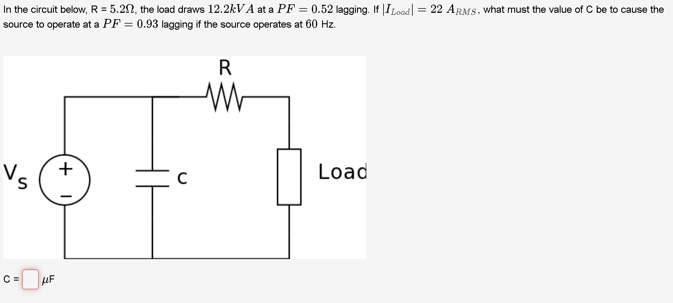 Solved In ﻿the circuit below, R=5.2Ω, ﻿the load draws | Chegg.com