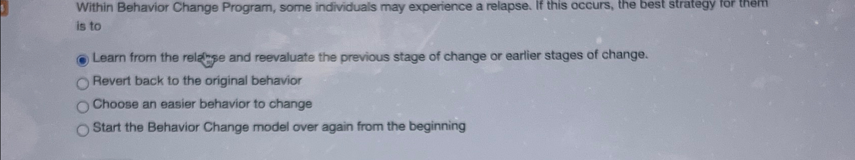 Solved Within Behavior Change Program, some individuals may | Chegg.com