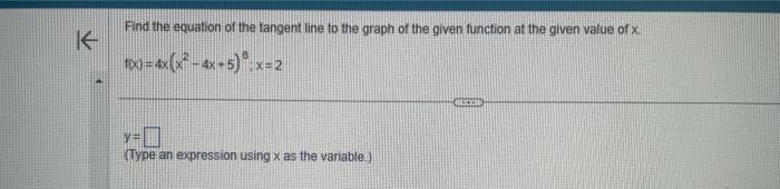 Solved Find the equation of the tangent line to the graph of | Chegg.com