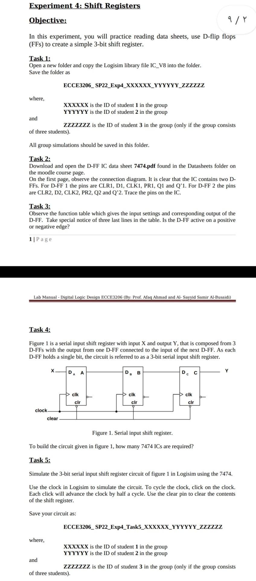 Solved Experiment 4: Shift Registers Objective: ۹/۲ In this | Chegg.com