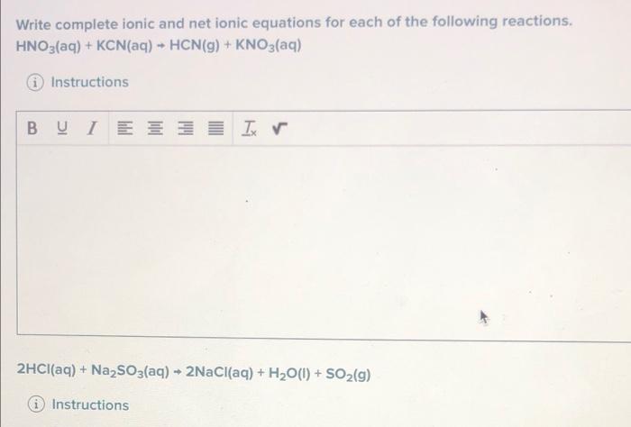 Solved Write complete ionic and net ionic equations for each | Chegg.com