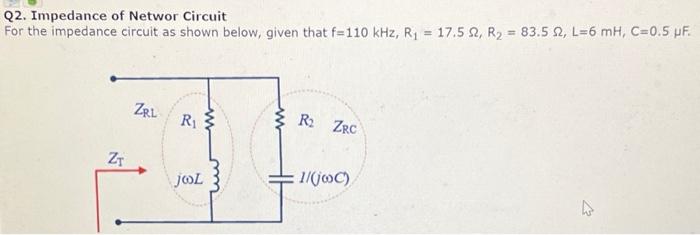 Solved Q2. Impedance of Networ Circuit For the impedance | Chegg.com