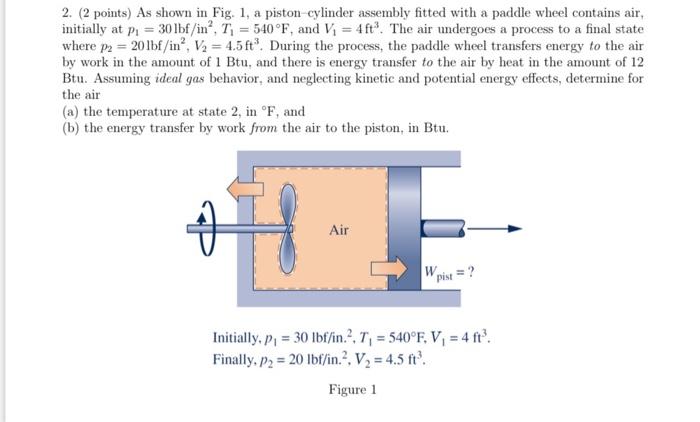 Solved 2. ( 2 points) As shown in Fig. 1, a piston-cylinder | Chegg.com