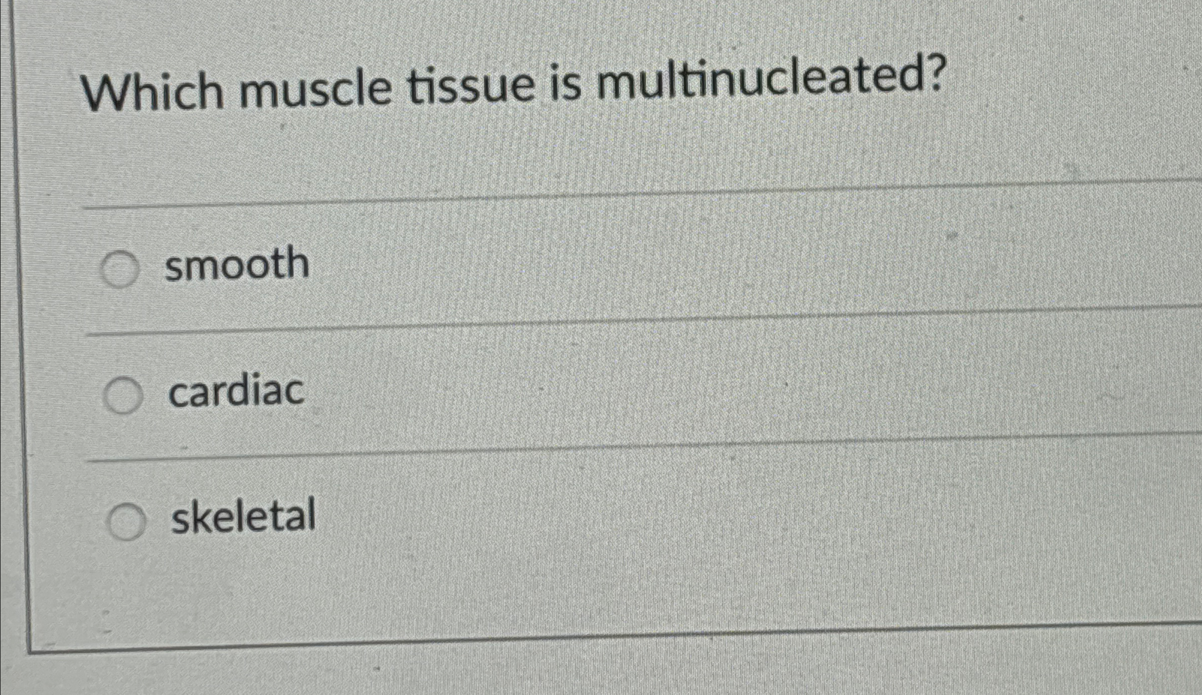 Solved Which muscle tissue is multinucleated?smoothcardiac | Chegg.com