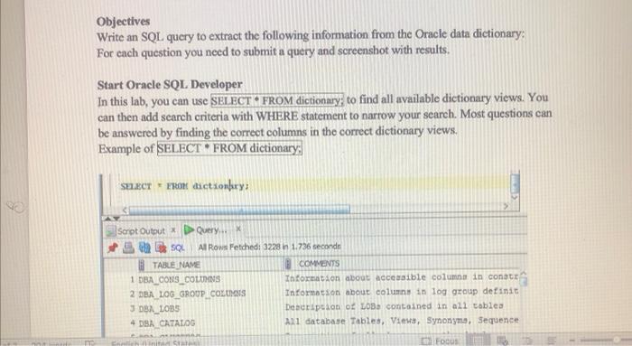 Solved Objectives Write an SQL query to extract the | Chegg.com