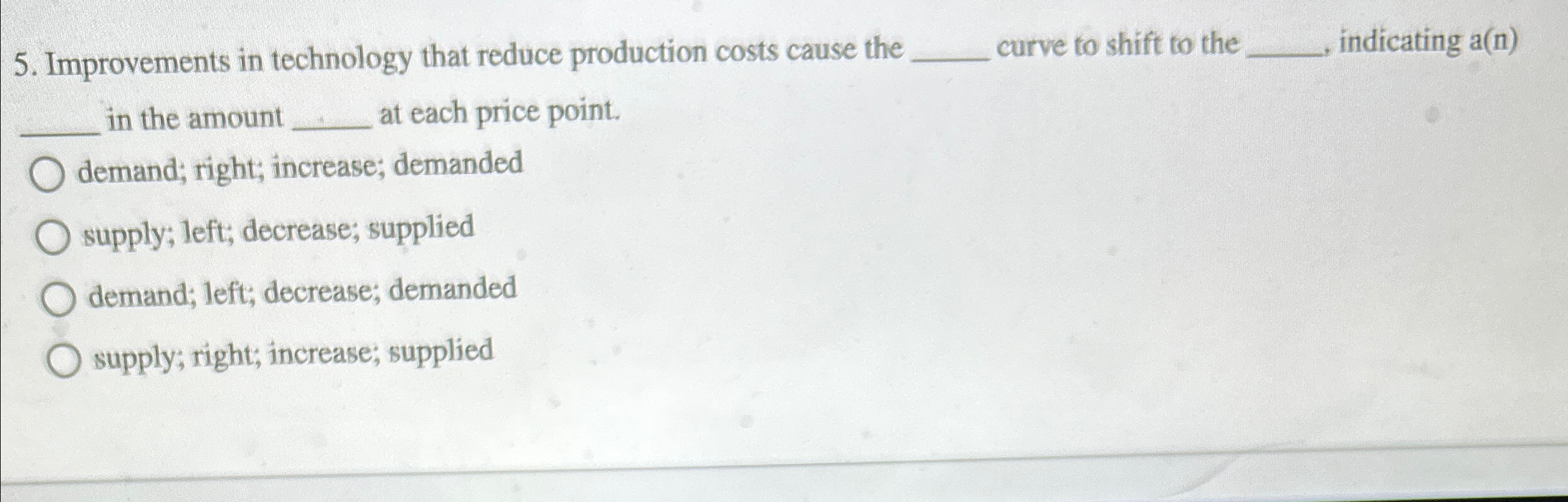 Solved Improvements in technology that reduce production | Chegg.com