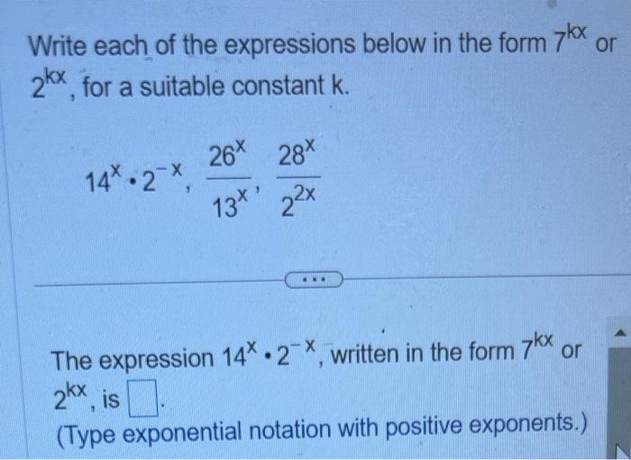 Solved Write each of the expressions below in the form 7kx | Chegg.com