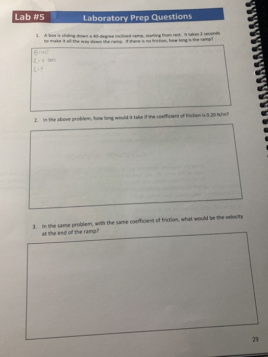 Solved Lab #5 Laboratory Prep Questions 1. A box is sliding | Chegg.com