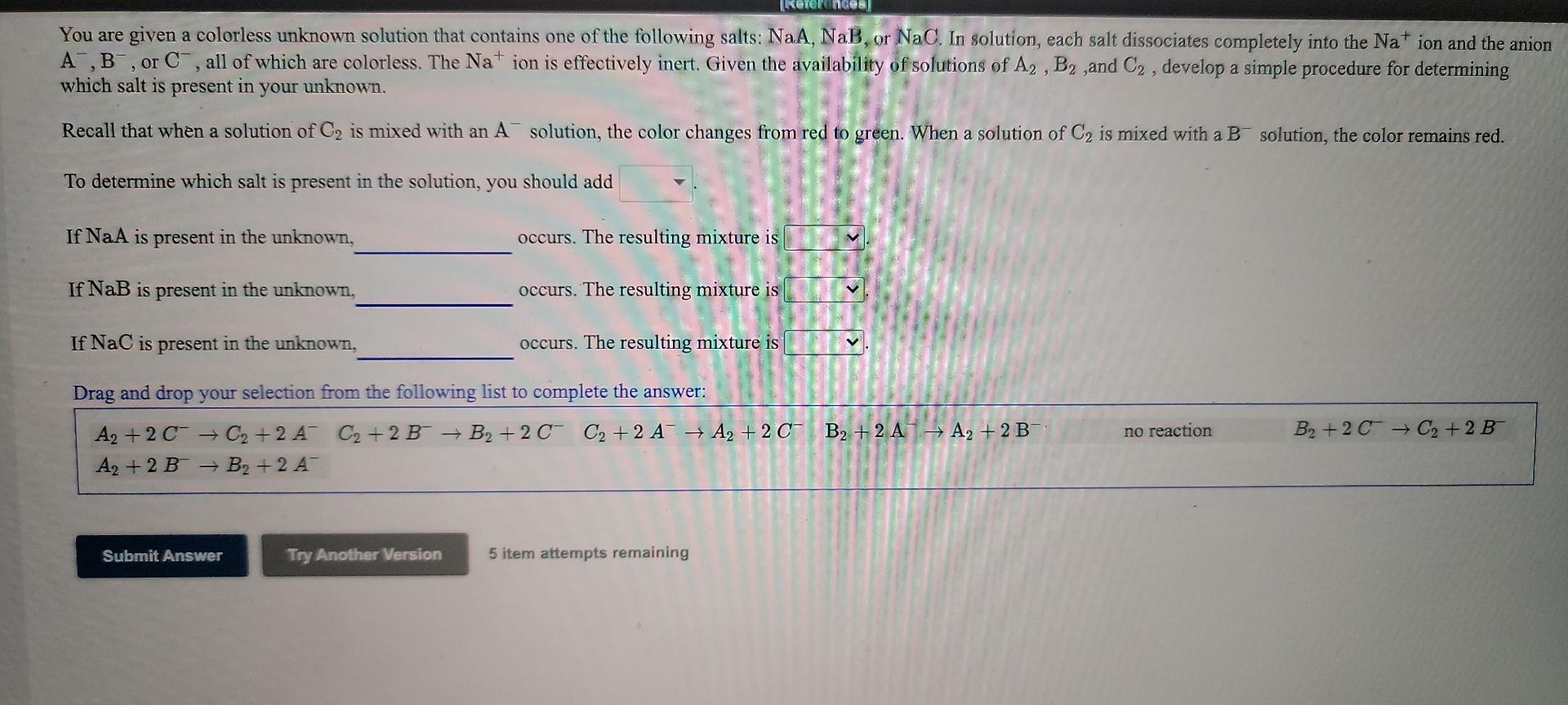 Solved ndes You are given a colorless unknown solution that | Chegg.com