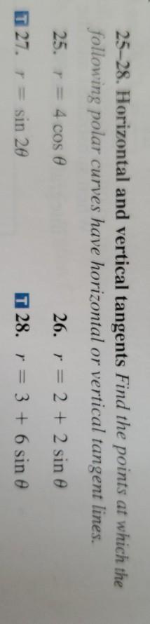 Solved 25-28. Horizontal and vertical tangents Find the | Chegg.com