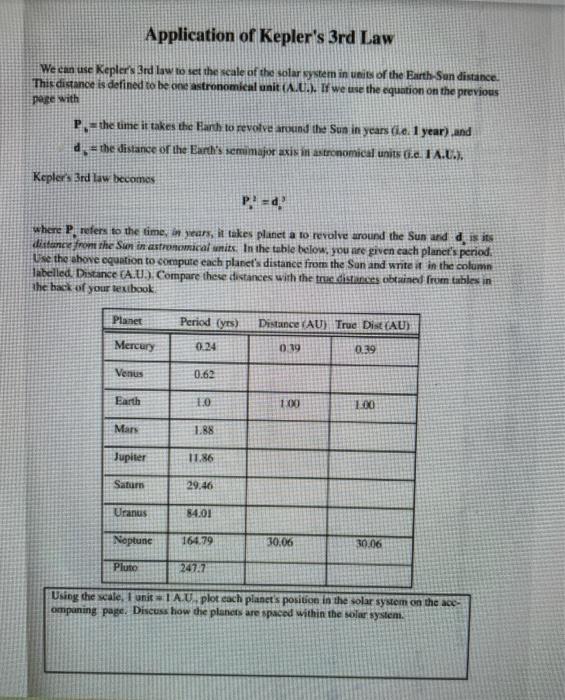 Solved Application of Kepler's 3rd Law We can use Kepler's | Chegg.com