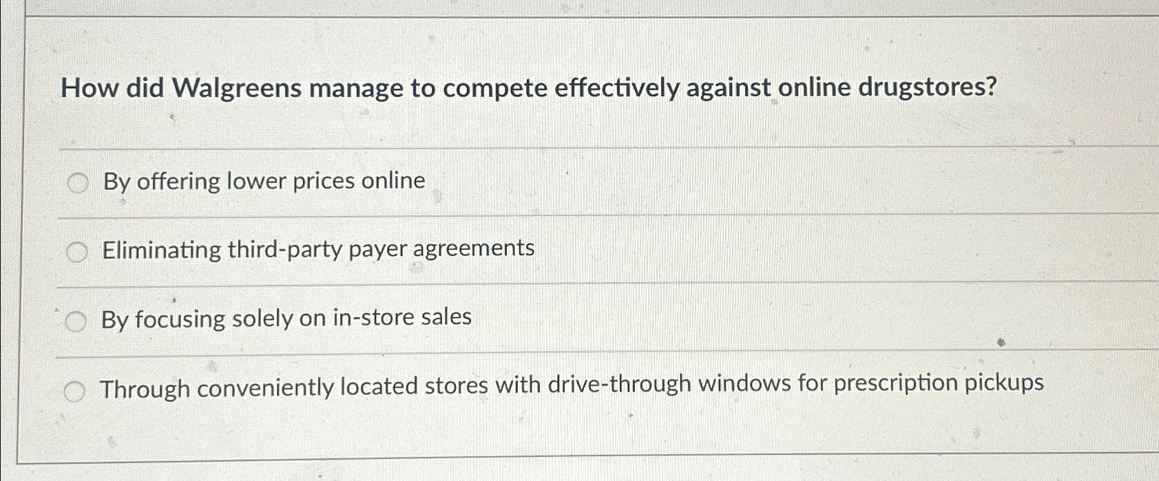 Solved How did Walgreens manage to compete effectively | Chegg.com