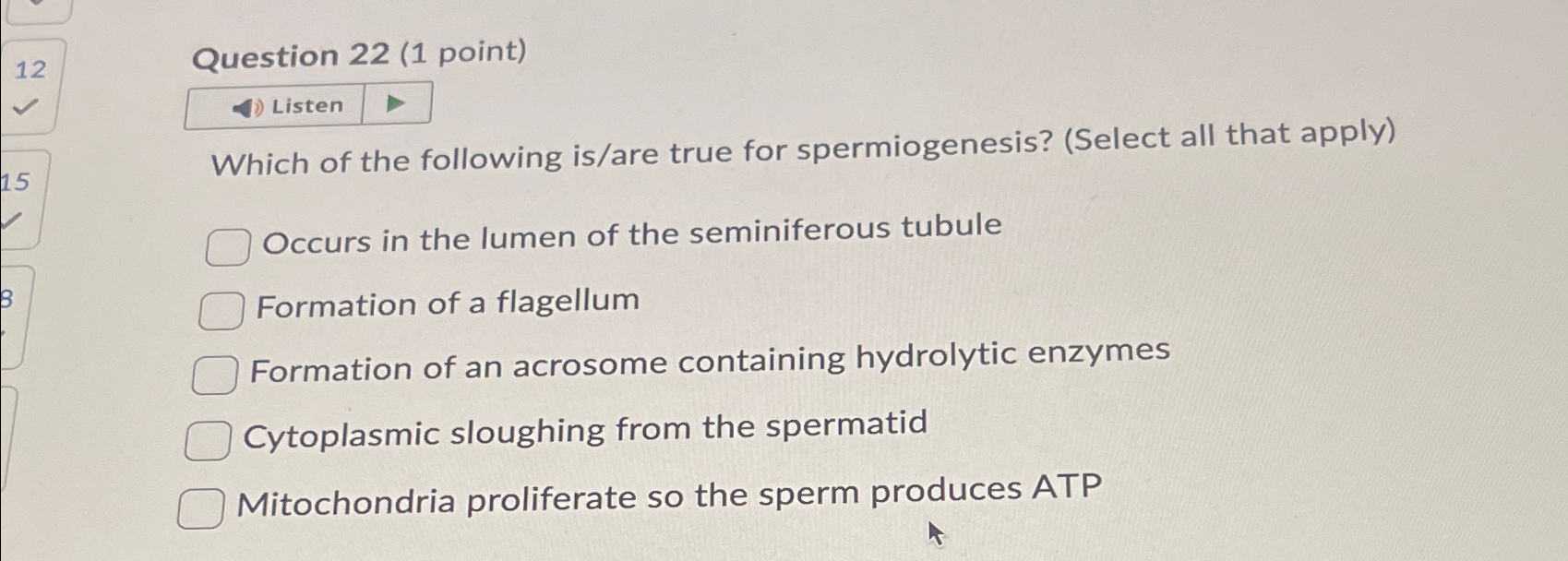 Solved Question 22 (1 ﻿point)ListenWhich of the following | Chegg.com