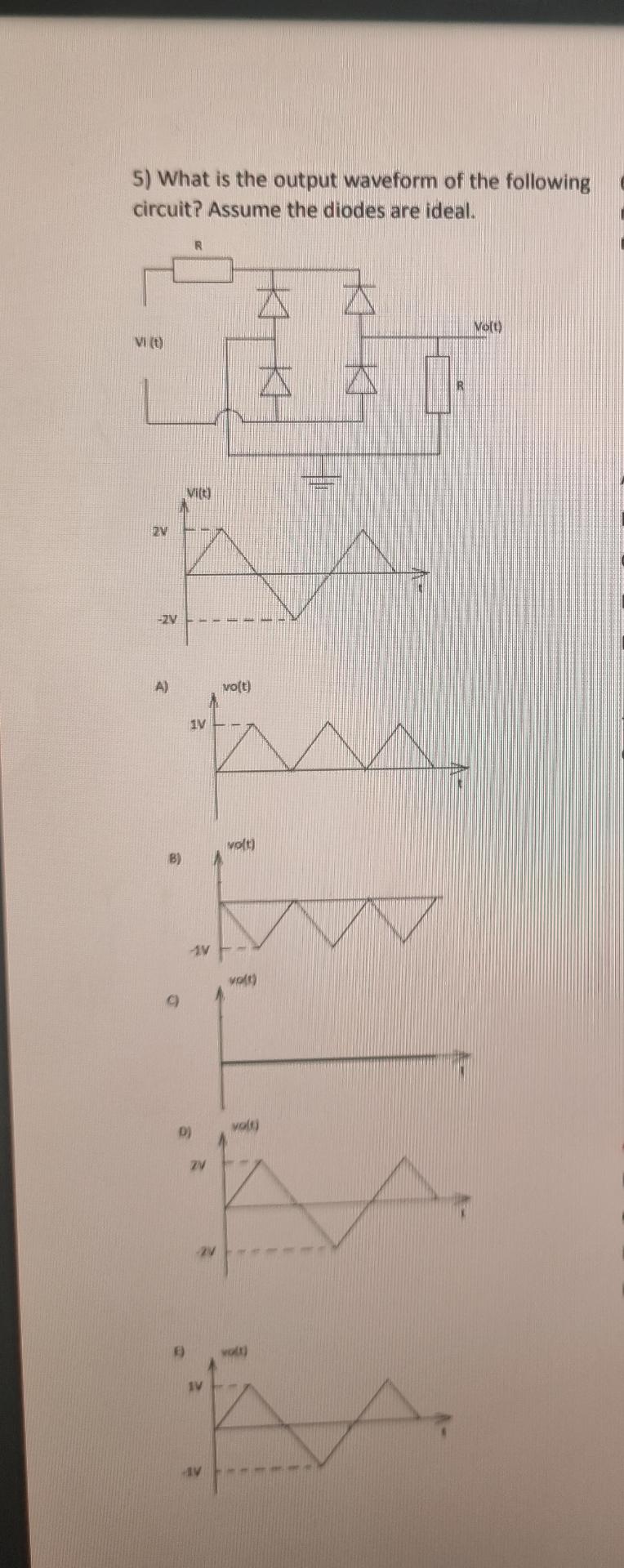 Solved What is the output waveform of the followin circuit? | Chegg.com