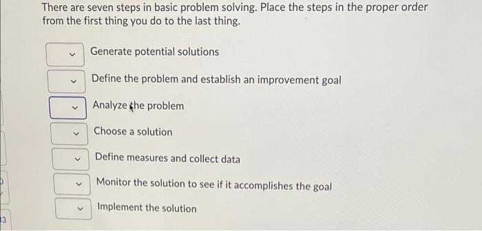 Solved There are seven steps in basic problem solving. Place | Chegg.com