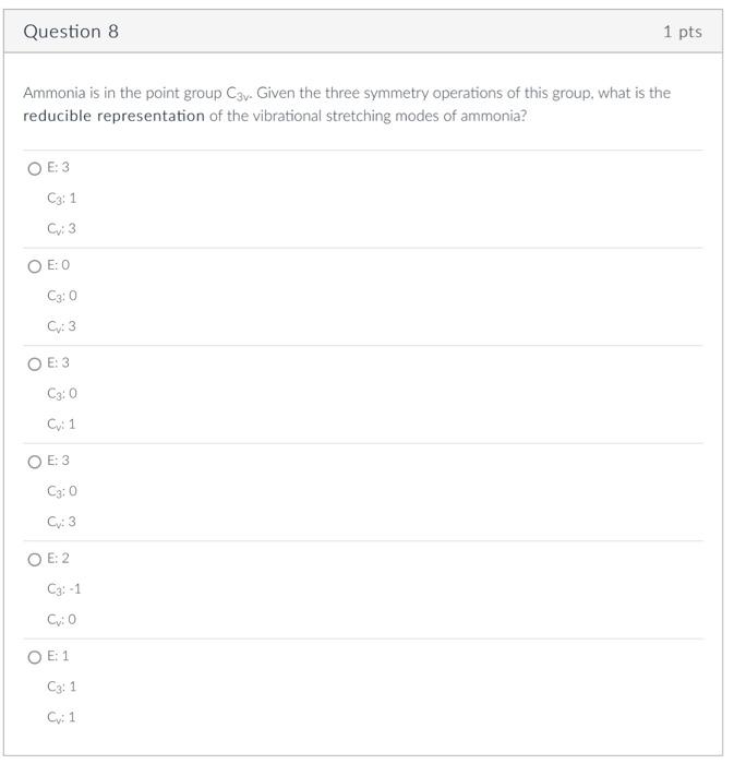Solved Ammonia Is In The Point Group C3v Given The Three