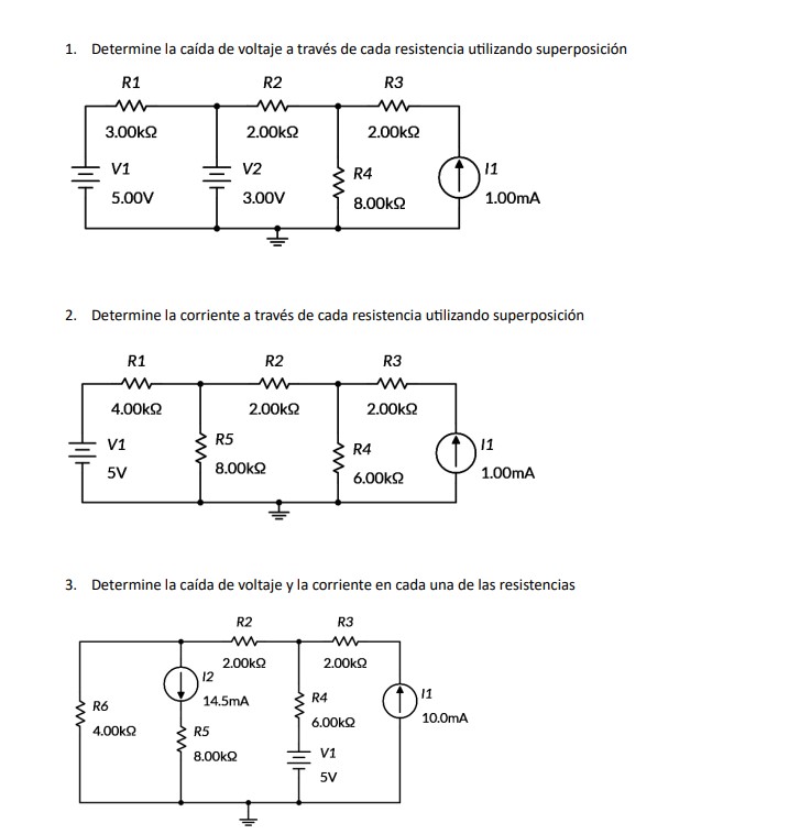 Solved Determine la caída de voltaje a través de cada | Chegg.com