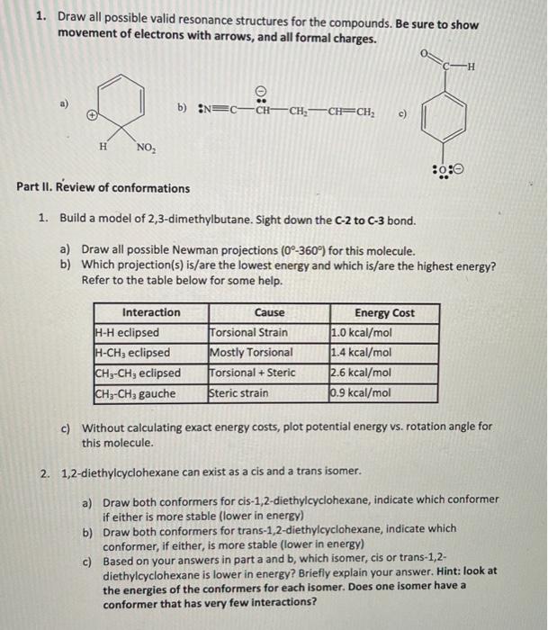 Solved 1. Draw all possible valid resonance structures for | Chegg.com