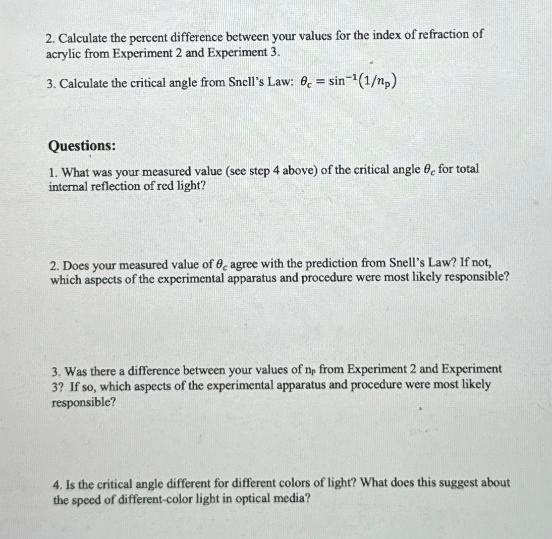 Solved Lab 06: Snell's LawThis lab consists of three related | Chegg.com