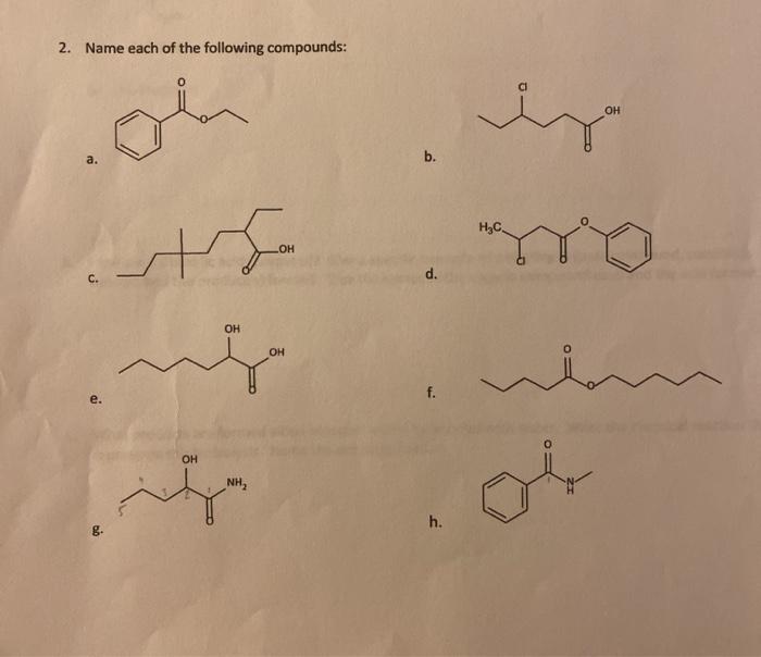Solved 2. Name each of the following compounds: он وق b. مل | Chegg.com