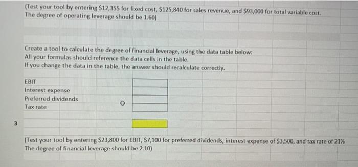 Solved Create a tool to calculate the operating breakeven | Chegg.com
