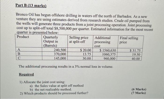 Solved Bronco Oil has begun offshore drilling in waters off | Chegg.com