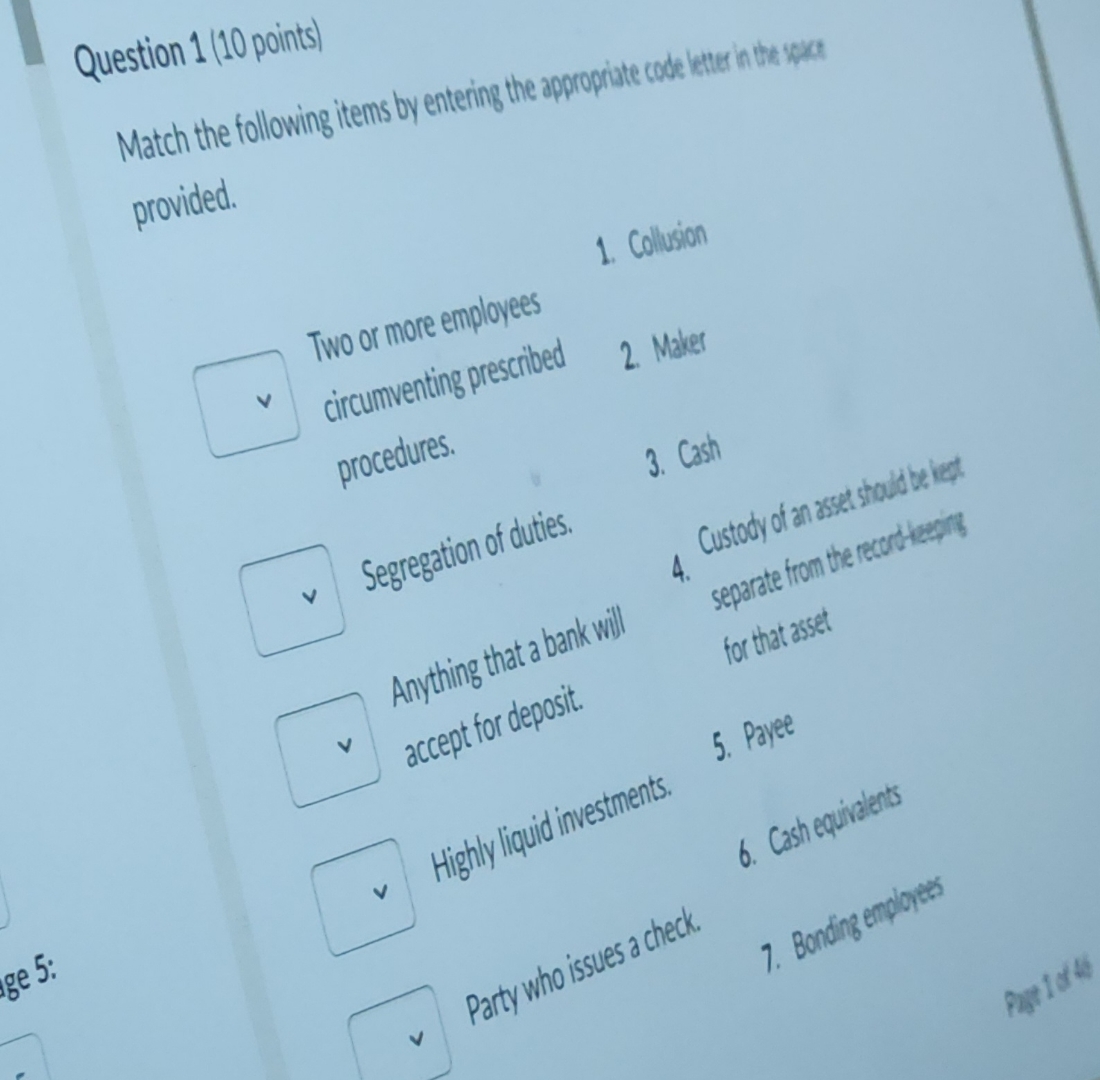 Solved Question points)Match the followingitems by entering | Chegg.com