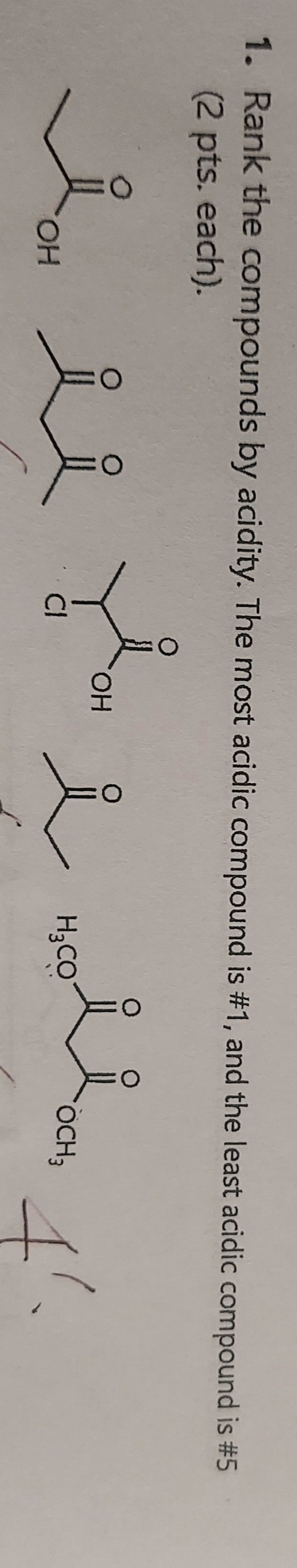 Solved Rank the compounds by acidity. The most acidic | Chegg.com