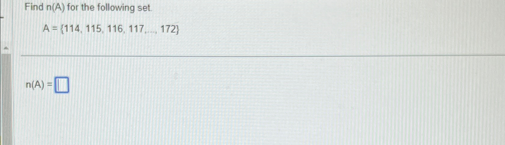 Solved Find n(A) ﻿for the following | Chegg.com