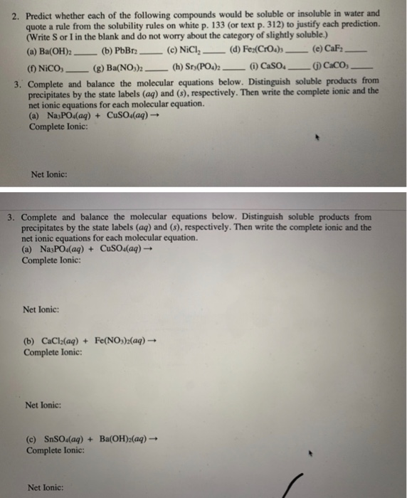 Solved 2. Predict whether each of the following compounds | Chegg.com