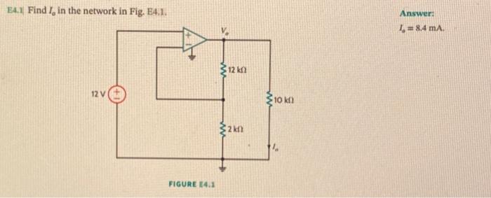 Solved E4.1, Find I0 in the network in Fig. E4.1. Answer: | Chegg.com
