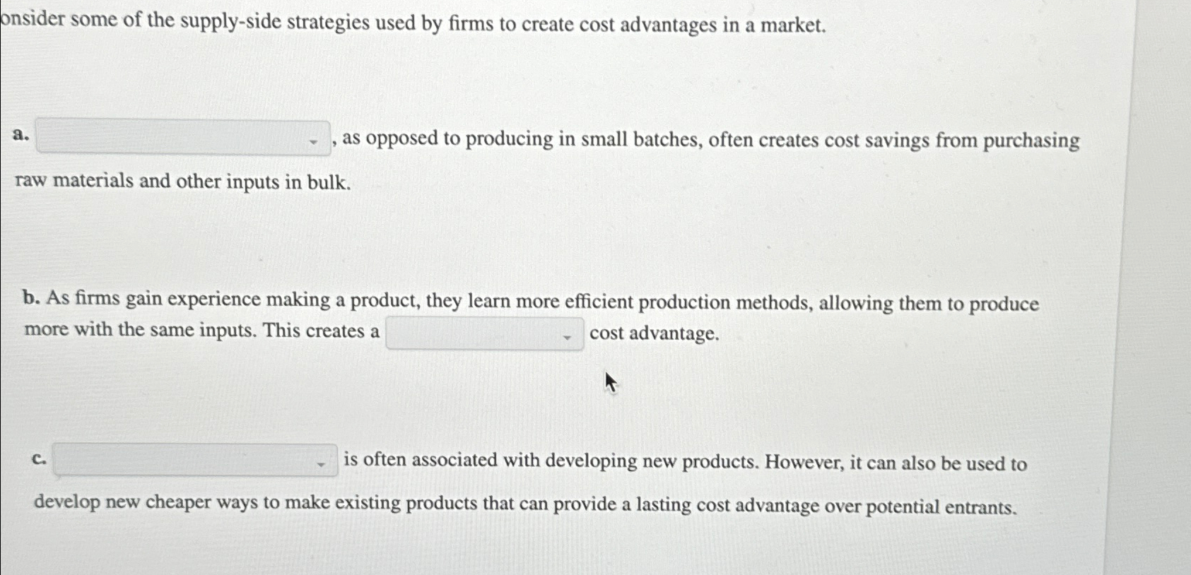 Solved onsider some of the supply-side strategies used by | Chegg.com