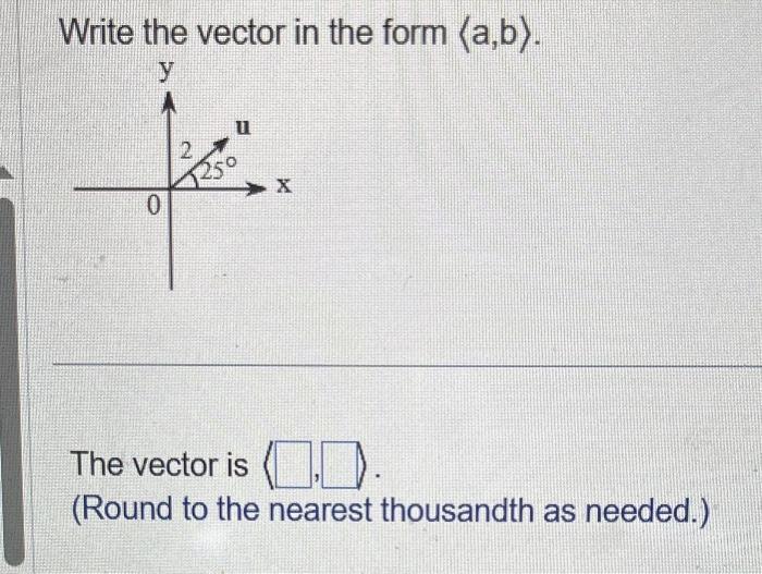 Solved Write the vector in the form a,b . The vector is | Chegg.com