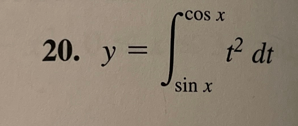 Solved y=∫sinxcosxt2dt, ﻿find dydx | Chegg.com