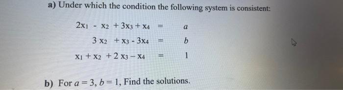 Solved a) Under which the condition the following system is | Chegg.com