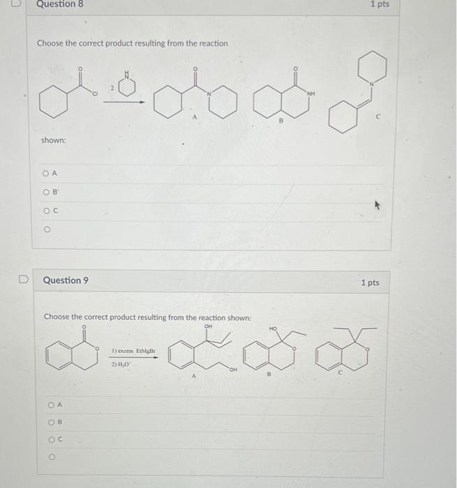 Solved Choose the correct product resulting from the | Chegg.com