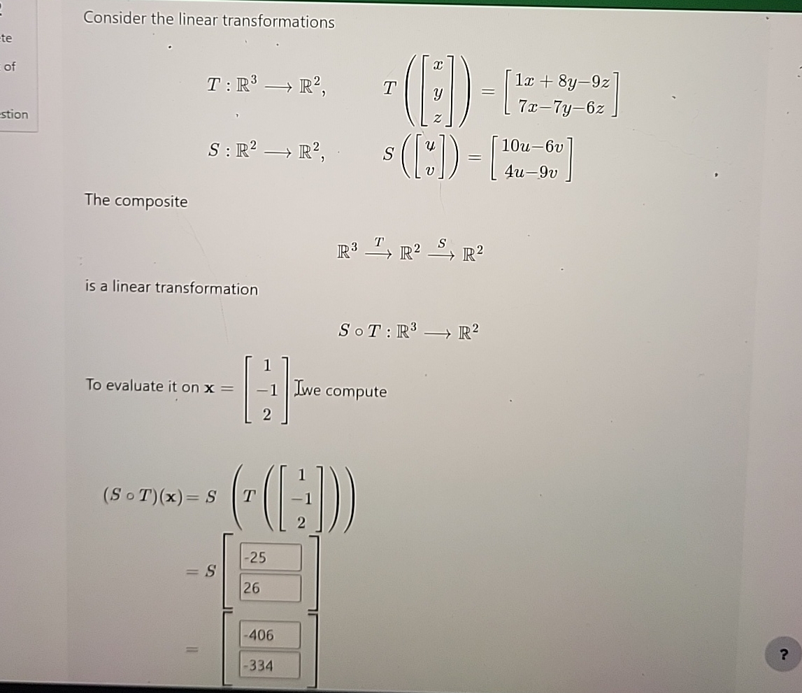 Solved Consider the linear transformations)y(z)(vThe | Chegg.com